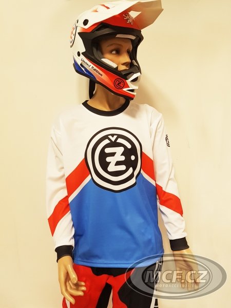 Dres ČZ LOGO Retro bílo/červeno/modrý 19108 :: Motoshop M.C.F. cz, s.r.o.